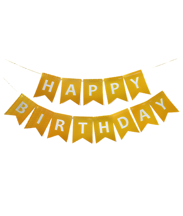 Banderín Happy Birthday Dorado Glit.